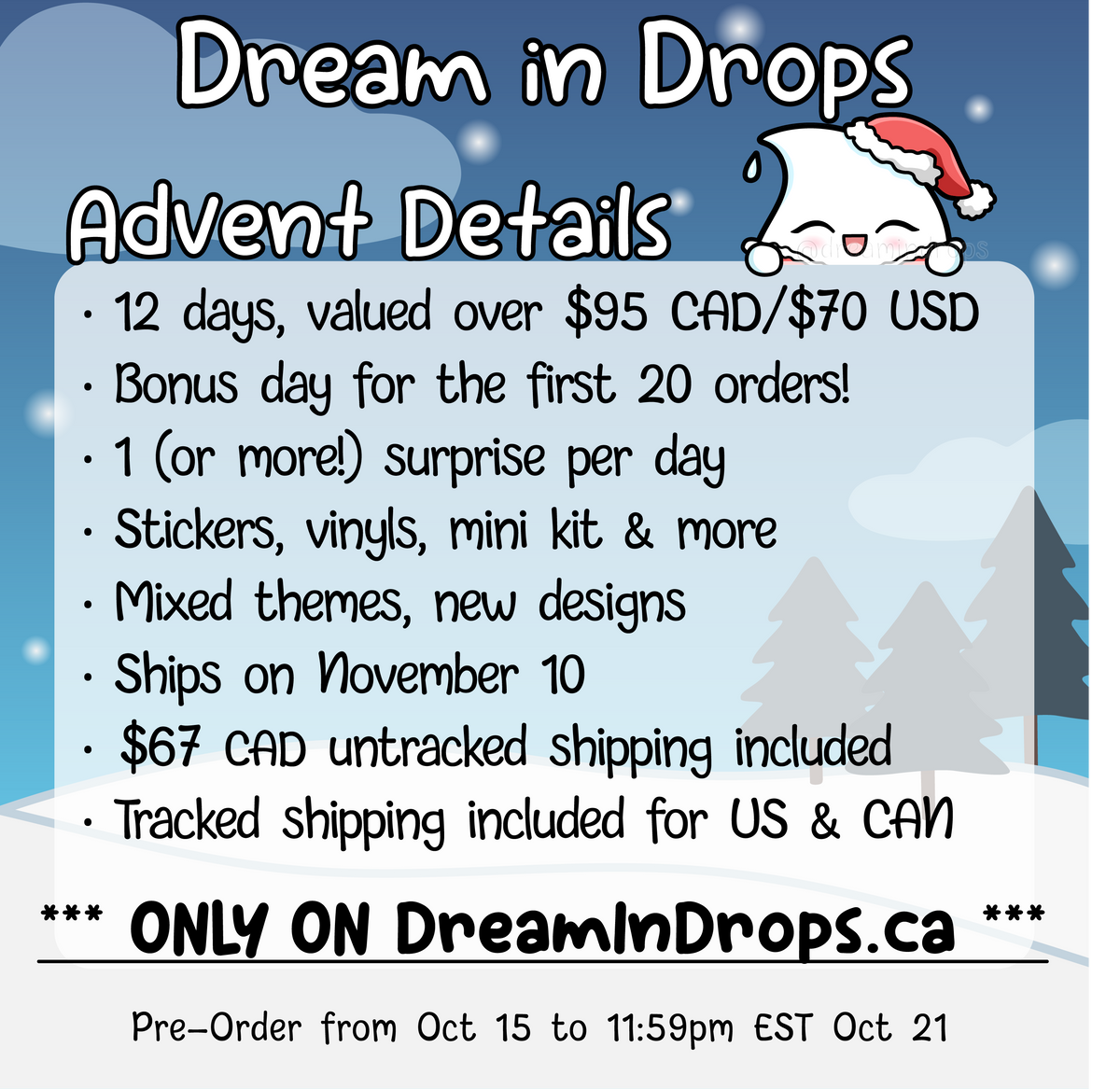 PRE-ORDER - Dream in Drops 12 Day Advent Calendar 2022