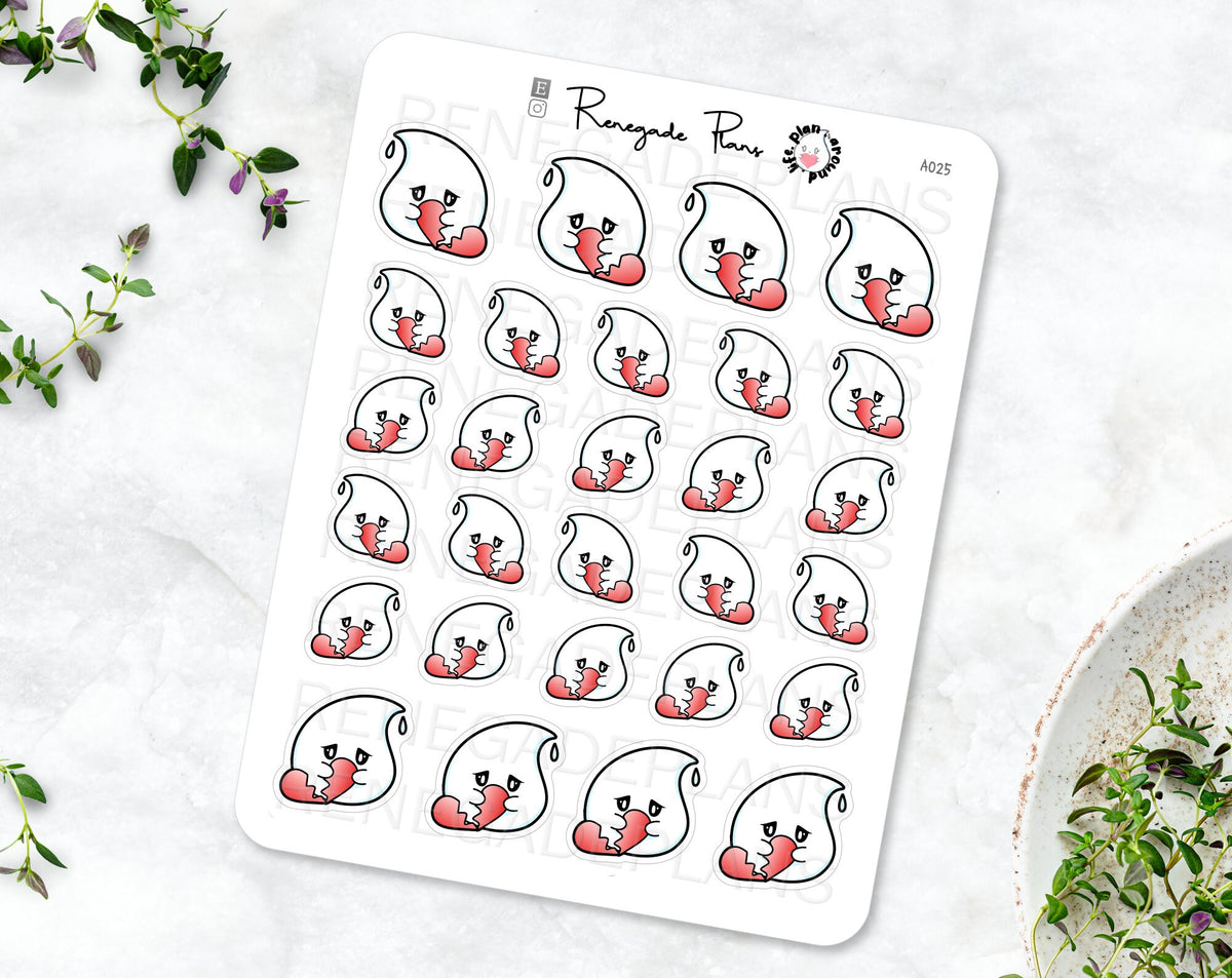 Sad, Broken Heart, Heartache, lost love, argument - Planner Stickers ...