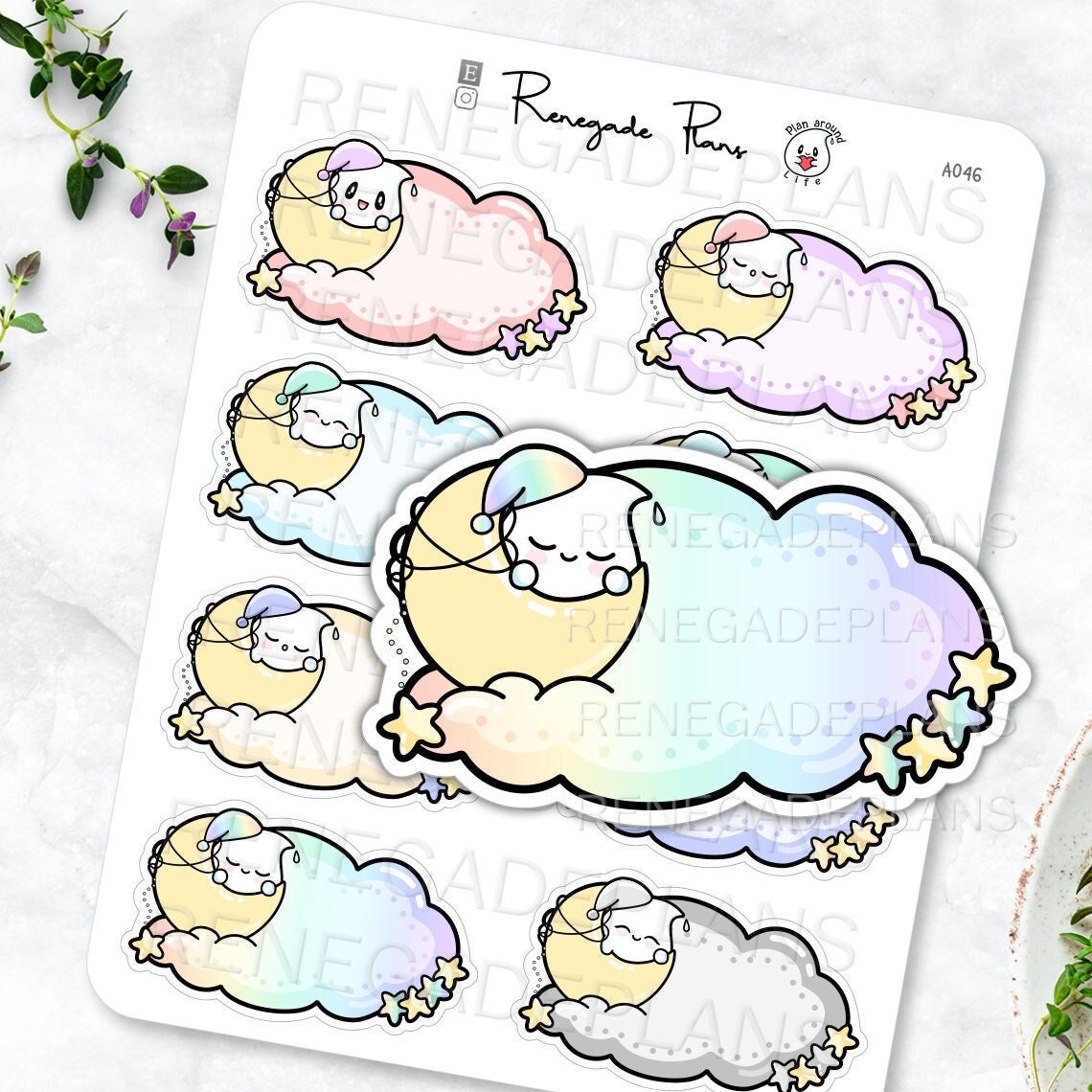 Sleep Tracker, Write In Functional stickers, Cloud stickers, kawaii sl ...