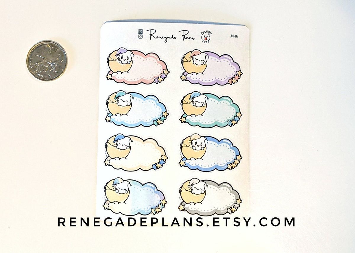 Sleep Tracker, Write In Functional stickers, Cloud stickers, kawaii sl ...