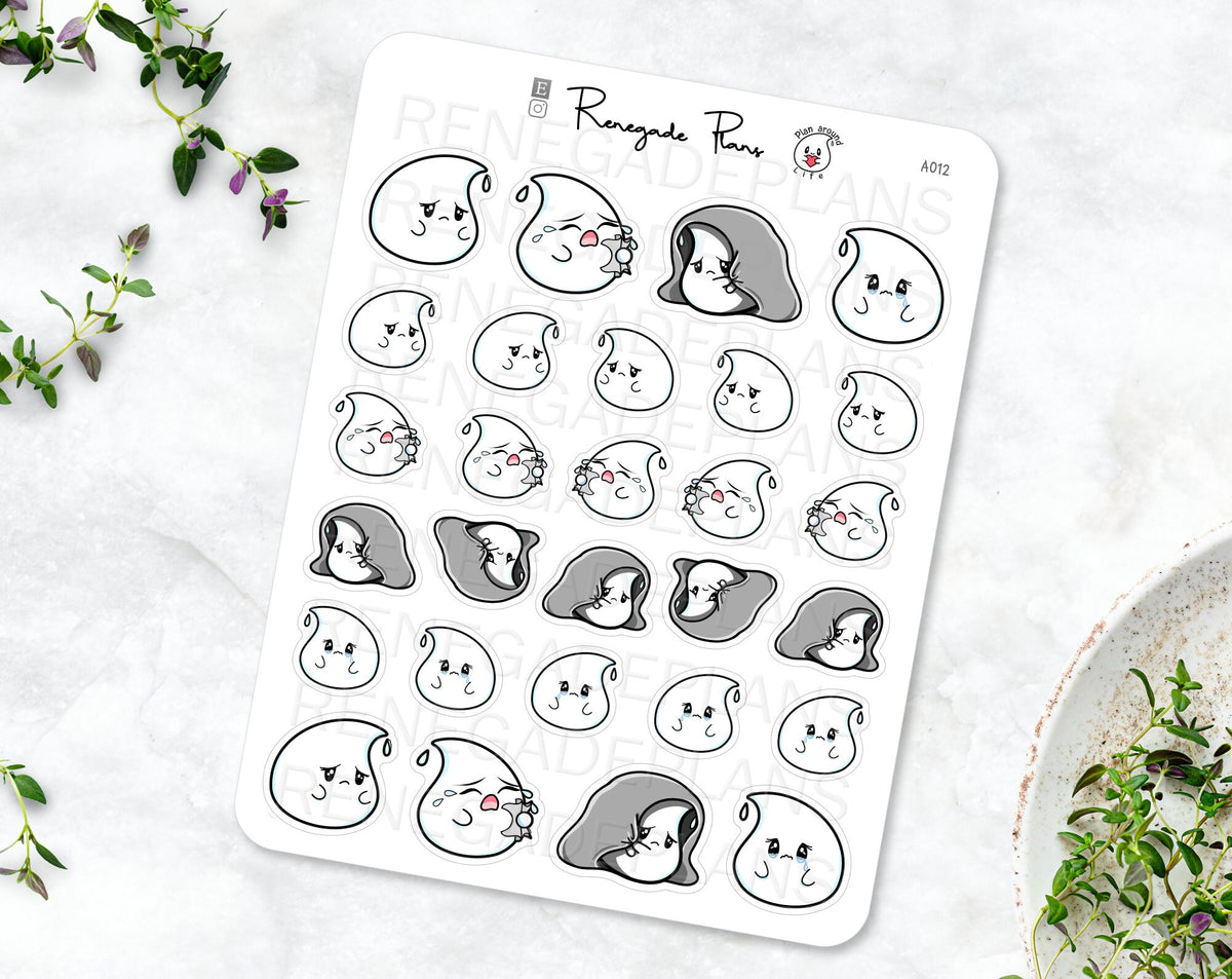 Sad stickers, Crying sticker, bad day sticker, depressed sticker, anxi ...