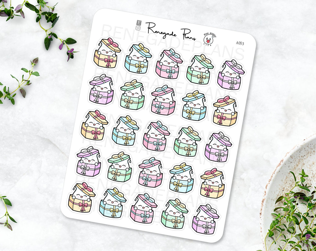 Birthday Planner stickers, gift box stickers, present stickers, kawaii ...